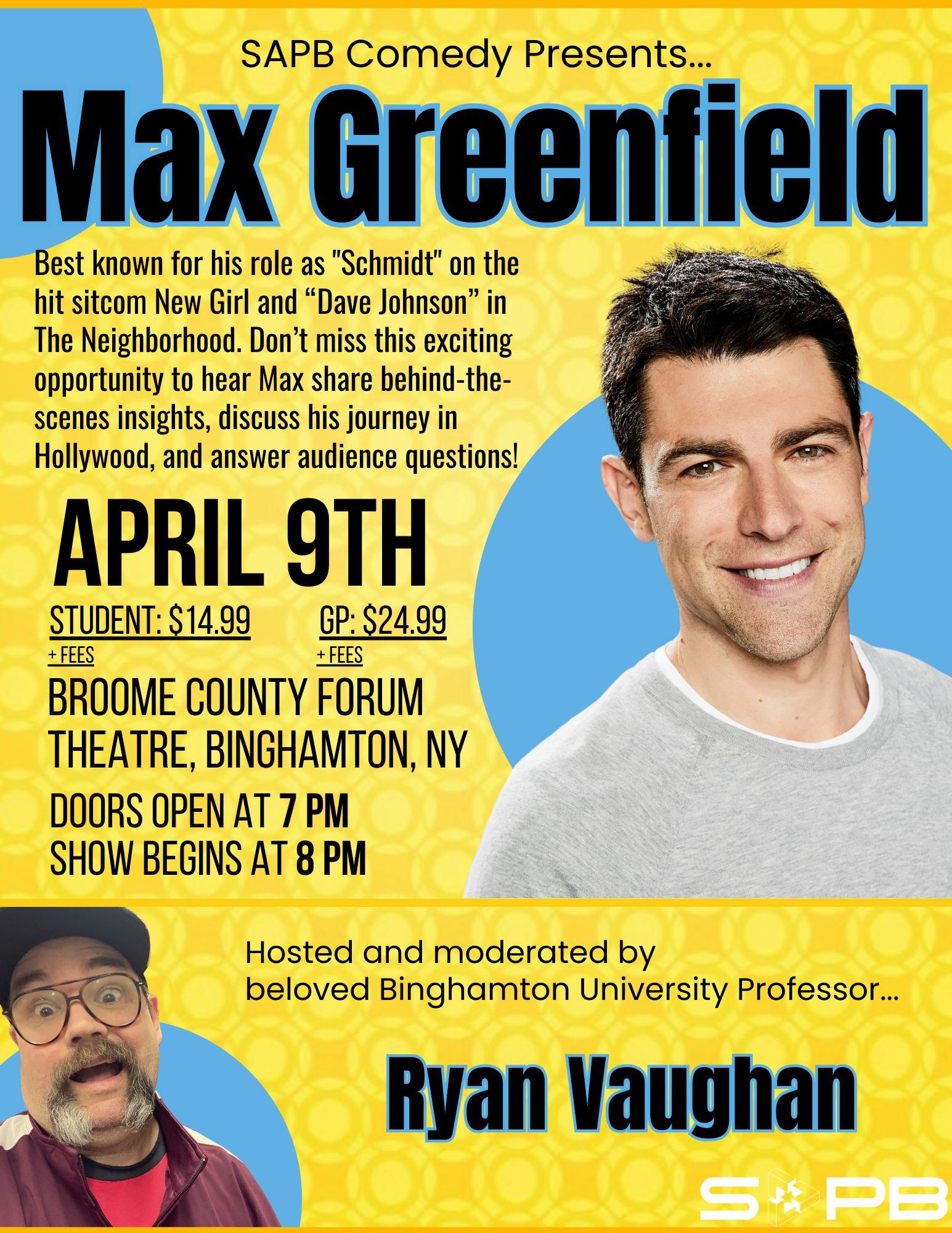 BingTickets - SAPB Comedy Presents A Night with Max Greenfield