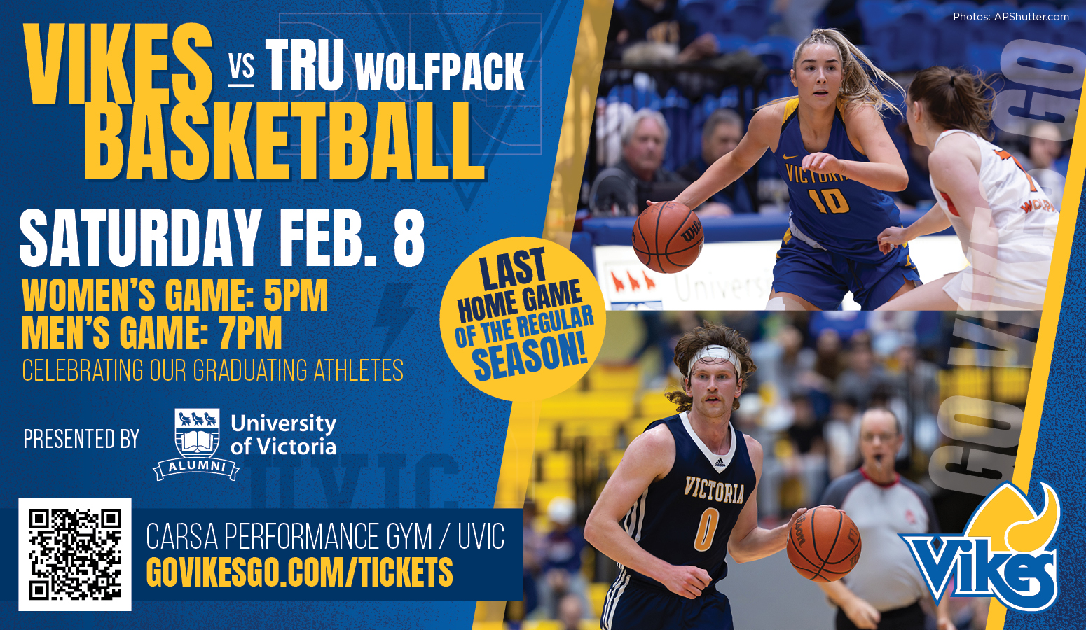 University of Victoria | Athletics Ticketing - BBall - Vikes vs TRU (M | W)